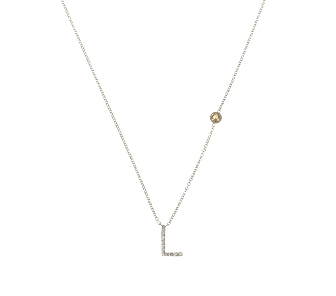 14k Gold Birthstone and Diamond Initial Necklace – StonedLove by Suzy