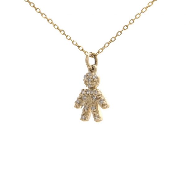 14k Gold Little Girl/Boy with Diamonds Charm Necklace – StonedLove by Suzy